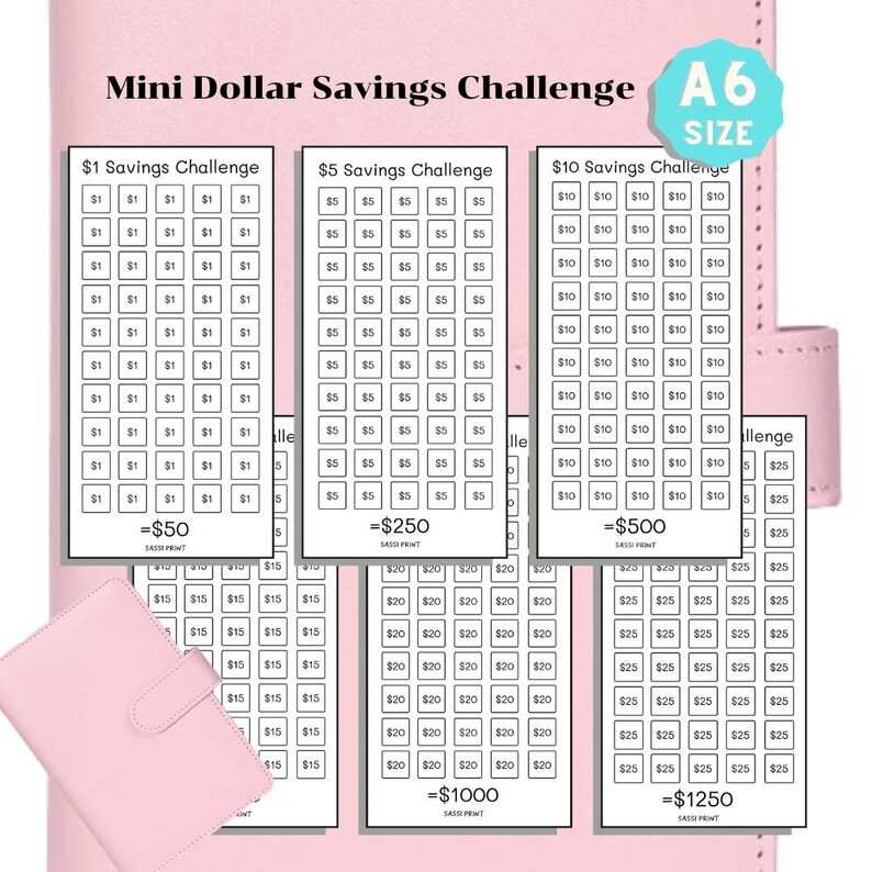 Printable Mini Savings Challenges, 1 Dollar, 5 Dollar, 10 Dollar, 15-20 ...