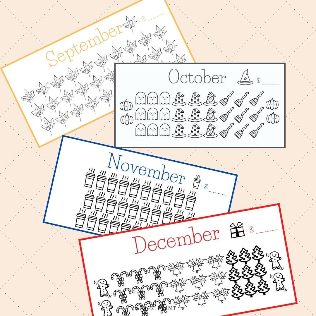 12 Monthly Savings Challenge Cards for A6 Binder A6 Savings - Etsy