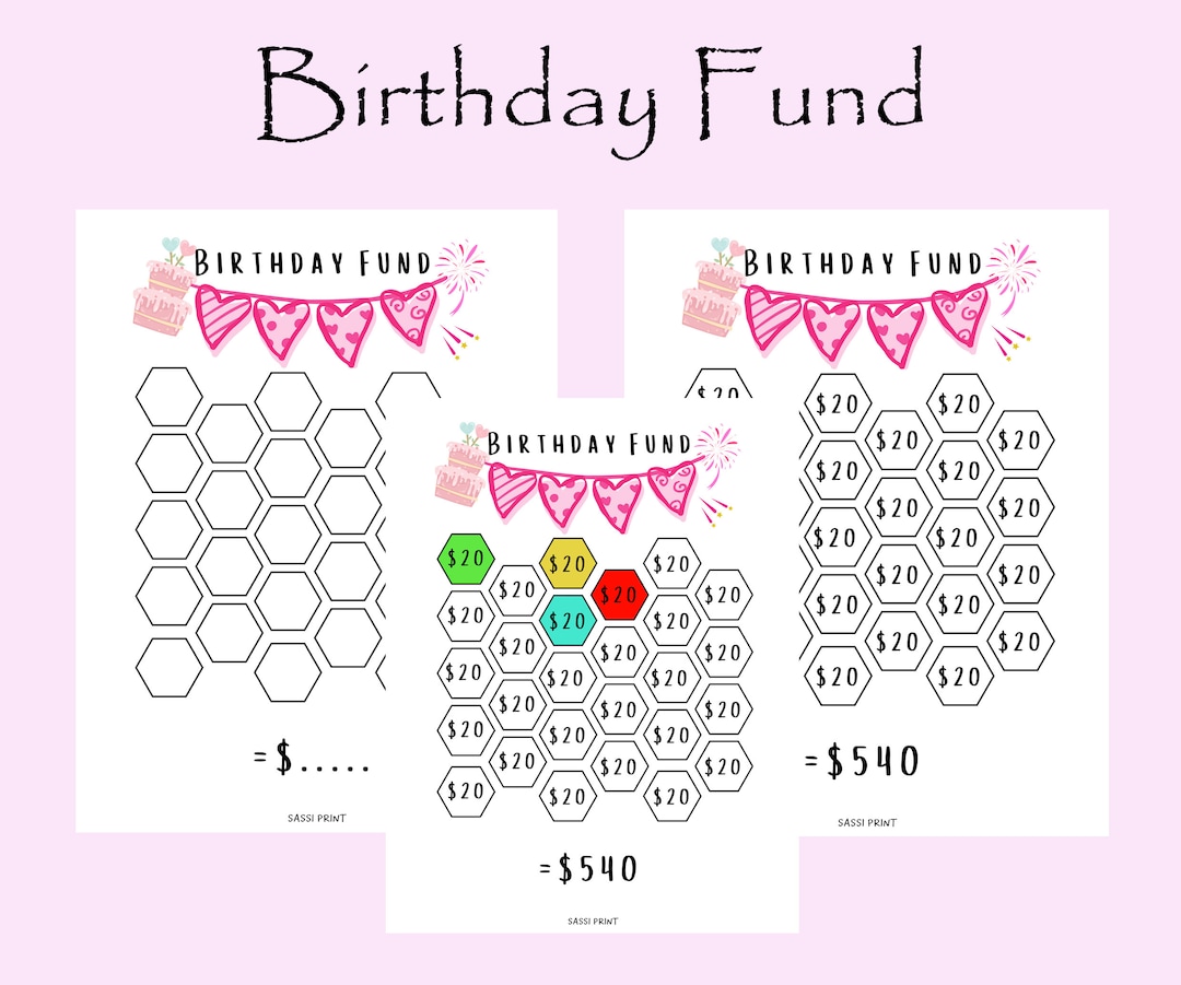 Birthday Savings Fund Tracker Printable BUNDLE (2 for 1), Birthday ...