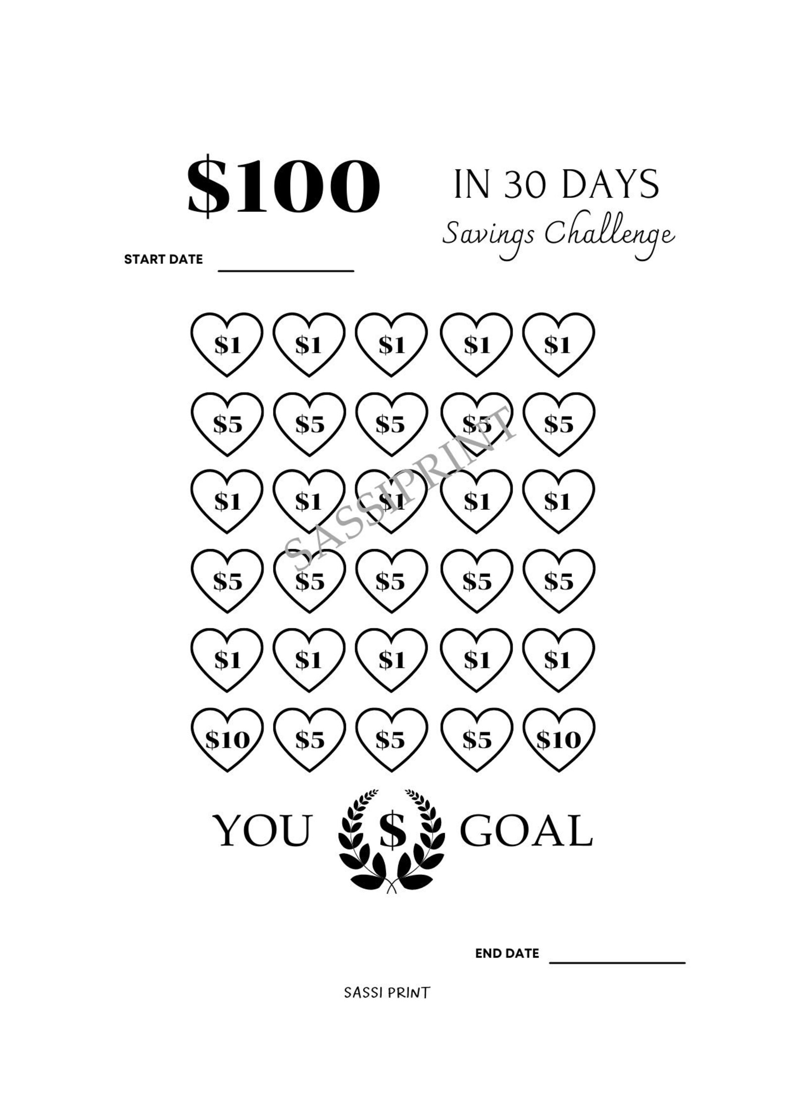 100 Money Saving Challenge, Save 100 in 30 Days, 100 Savings Tracker ...