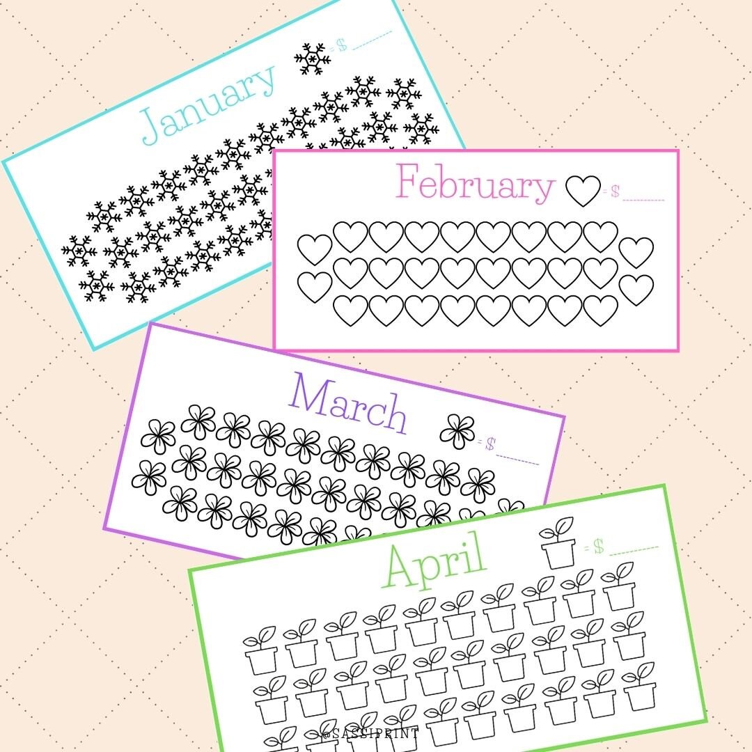 12 Monthly Savings Challenge Cards for A6 Binder A6 Savings - Etsy