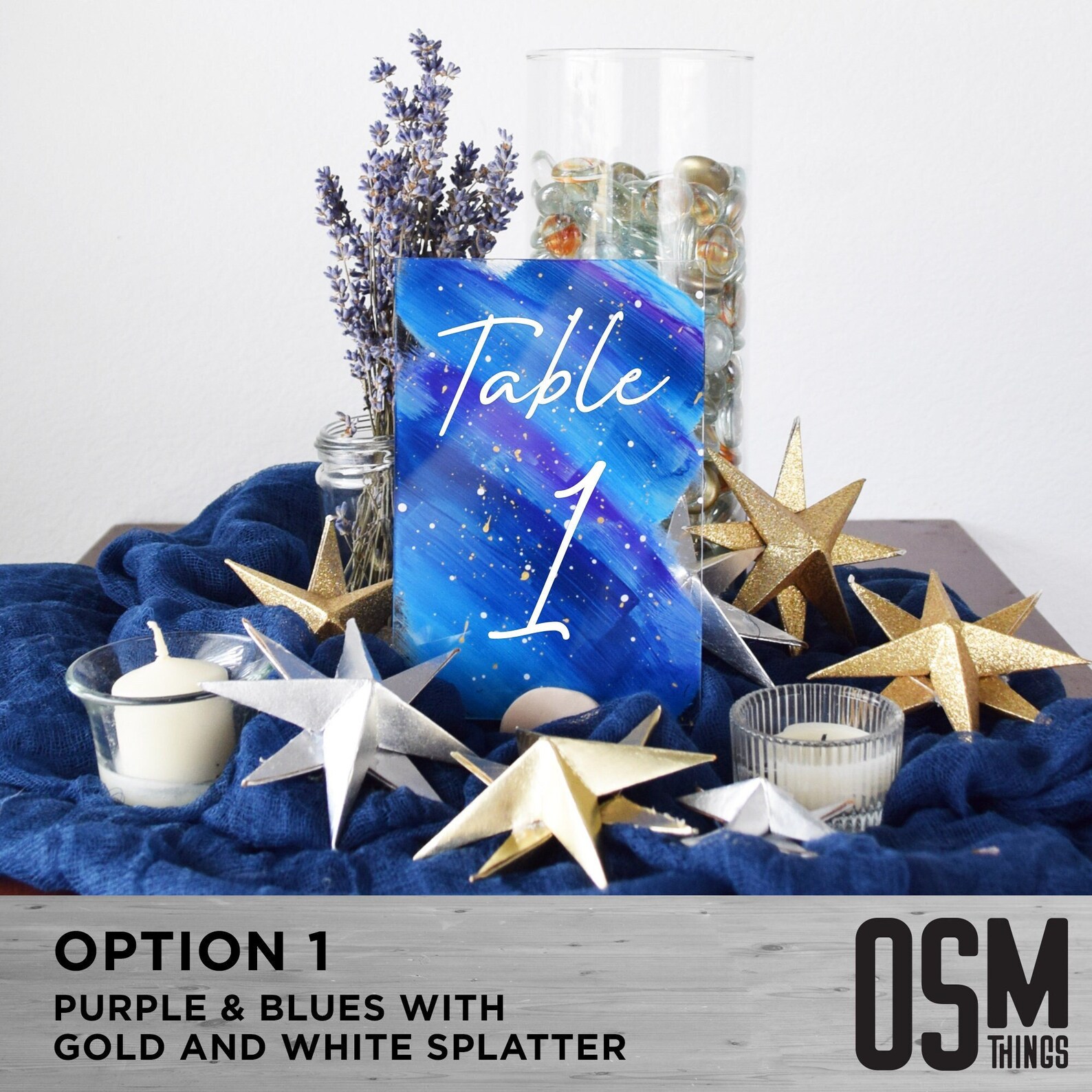 Whimsical Celestial Painted Acrylic Table Numbers Galaxy Stars Wedding ...