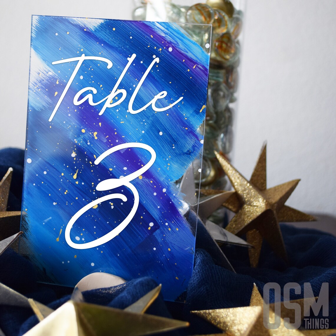 Whimsical Celestial Painted Acrylic Table Numbers Galaxy Stars Wedding ...