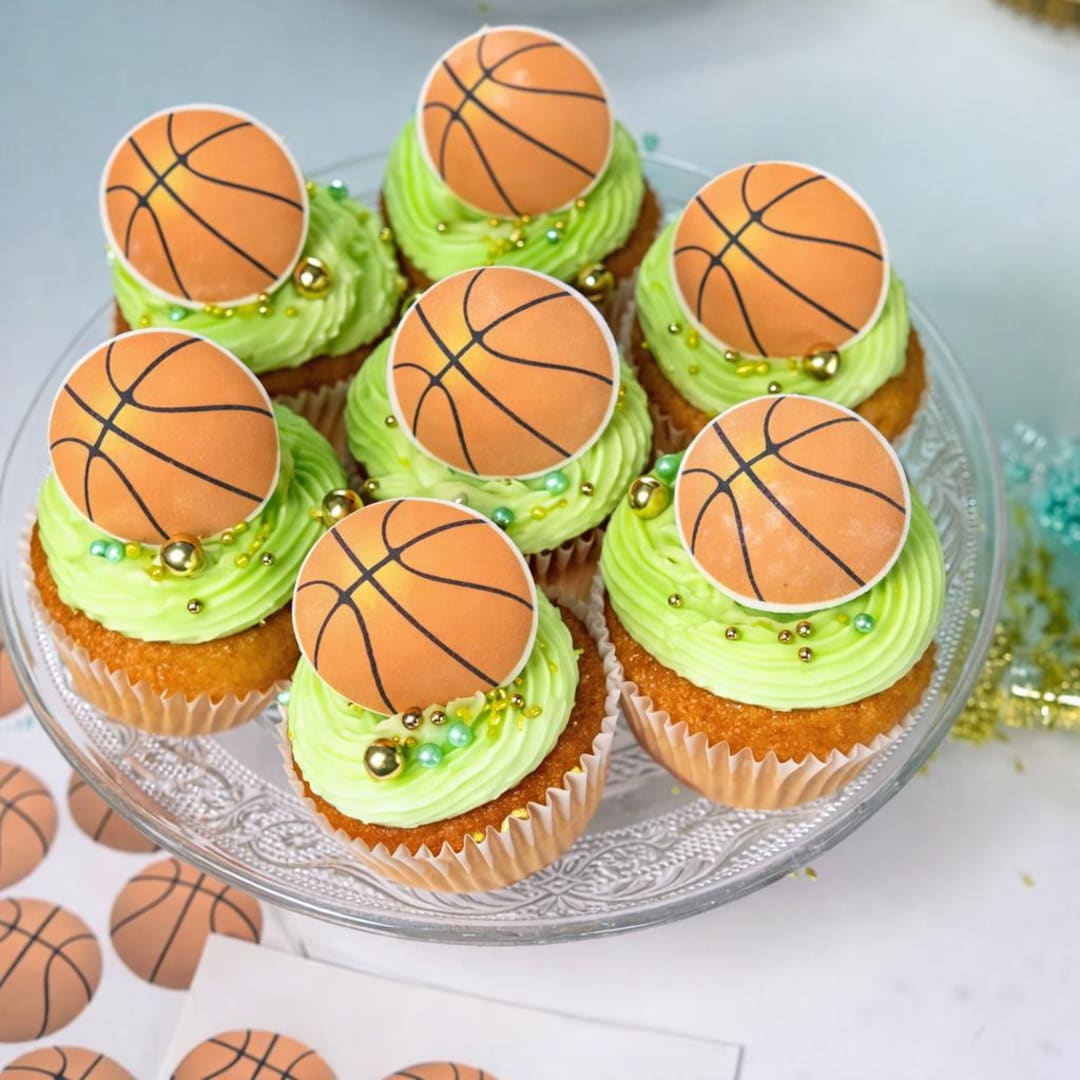 Basketball Edible Icing or Sweet Wafer Card Cake Topper Birthday Easy ...