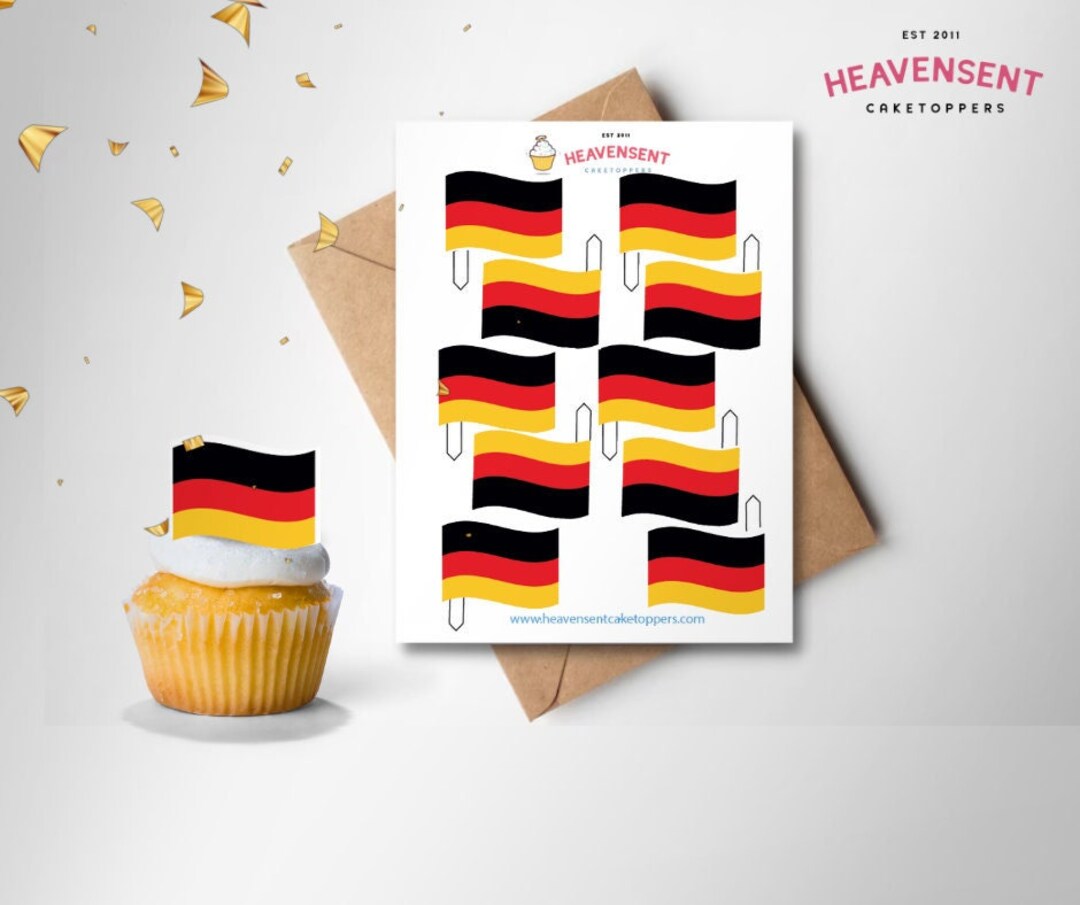 Germany Flag Cupcake Toppers, Edible Wafer Card, Birthday Party ...