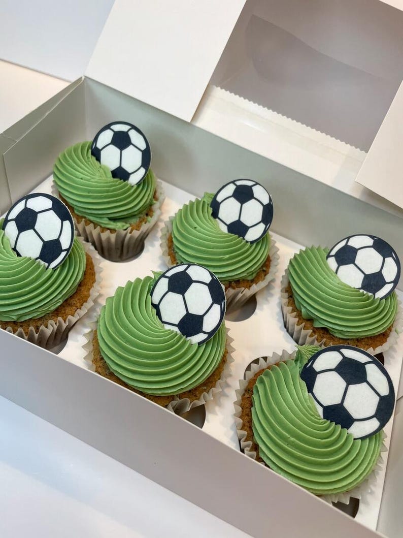 24 Edible Football Cake Toppers | Pre-cut Sports Birthday Cupcake ...