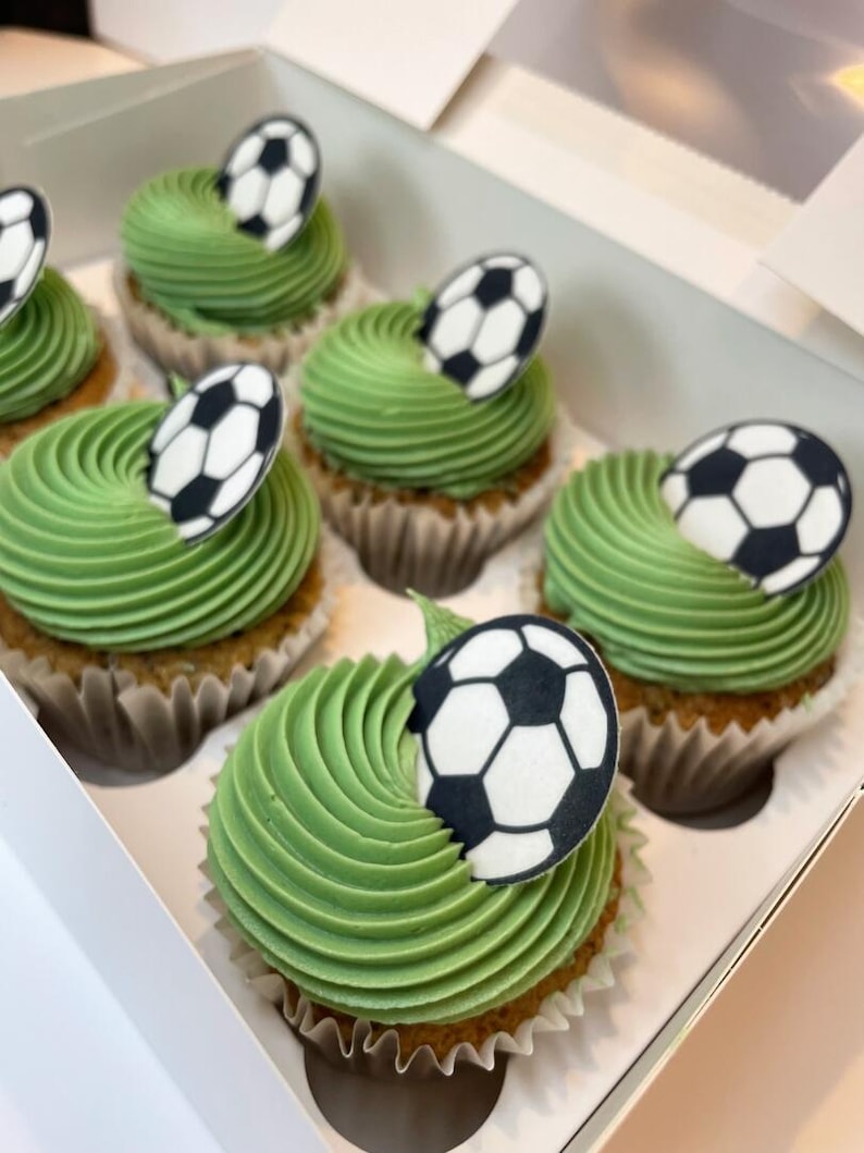 24 Edible Football Cake Toppers | Pre-cut Sports Birthday Cupcake ...