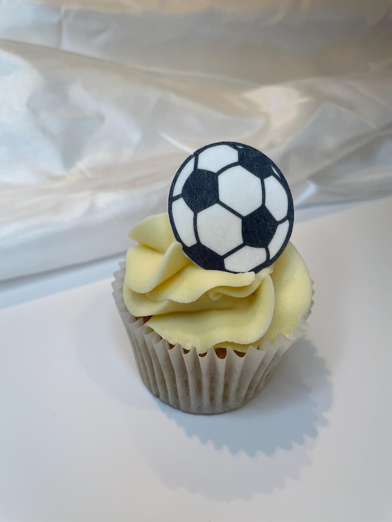 24 Edible Football Cake Toppers | Pre-cut Sports Birthday Cupcake ...