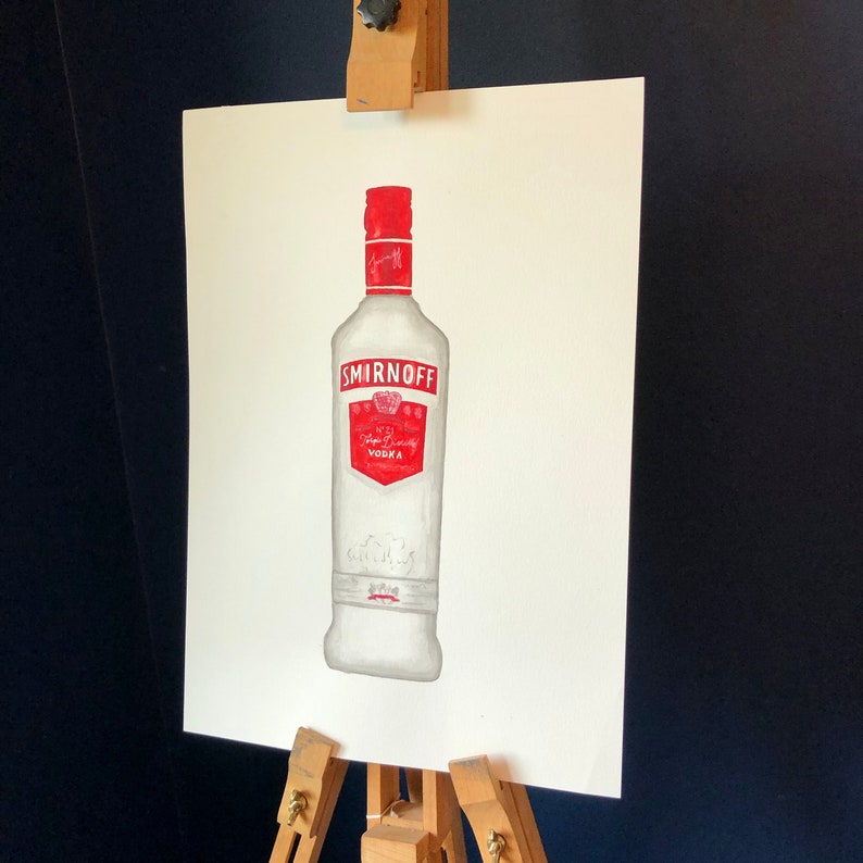 Painting Smirnoff Vodka Red Bottle Painting - Original Watercolour ...