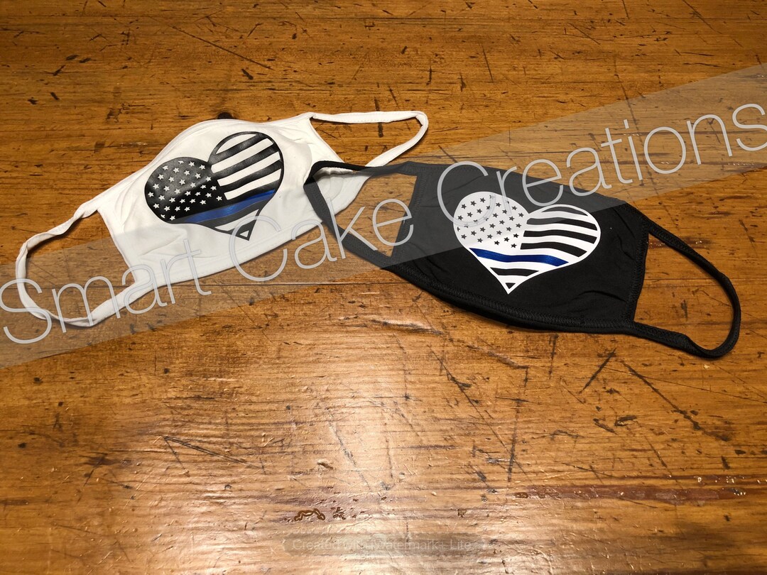 First Responder Blue Line Flag Face Mask - Etsy