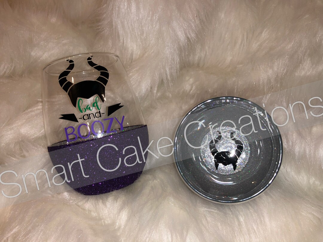 Peek-a-boo Glittered Wine Glass Bad and Boozy! (2 Colors) Halloween ...