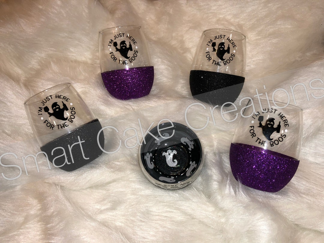 Peek-a-boo Glittered Wine Glass I’m Here for the Boos! Halloween Themed ...