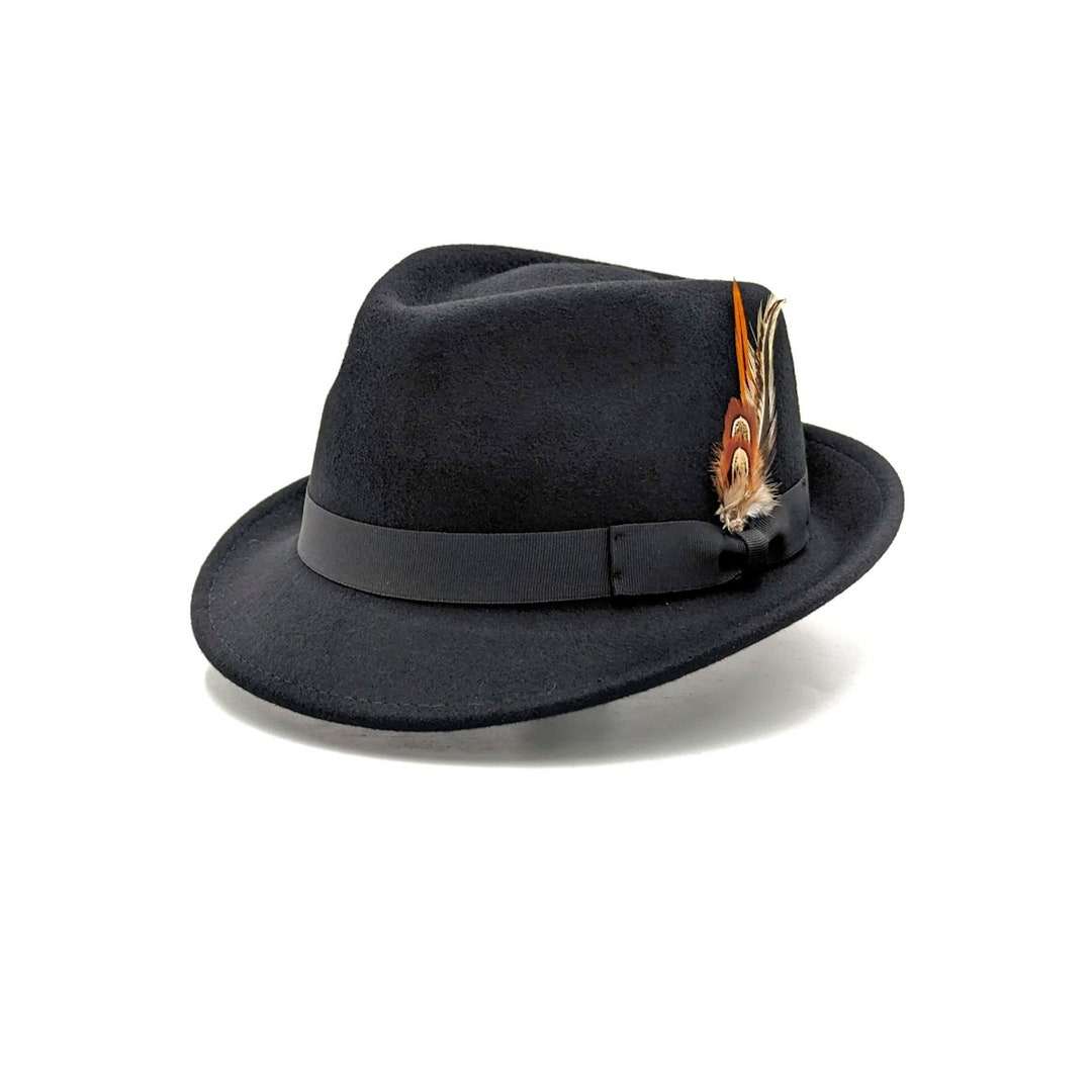 Premium Black Wool Felt Trilby Hat Fedora Hat Trilby for Men Trilby ...