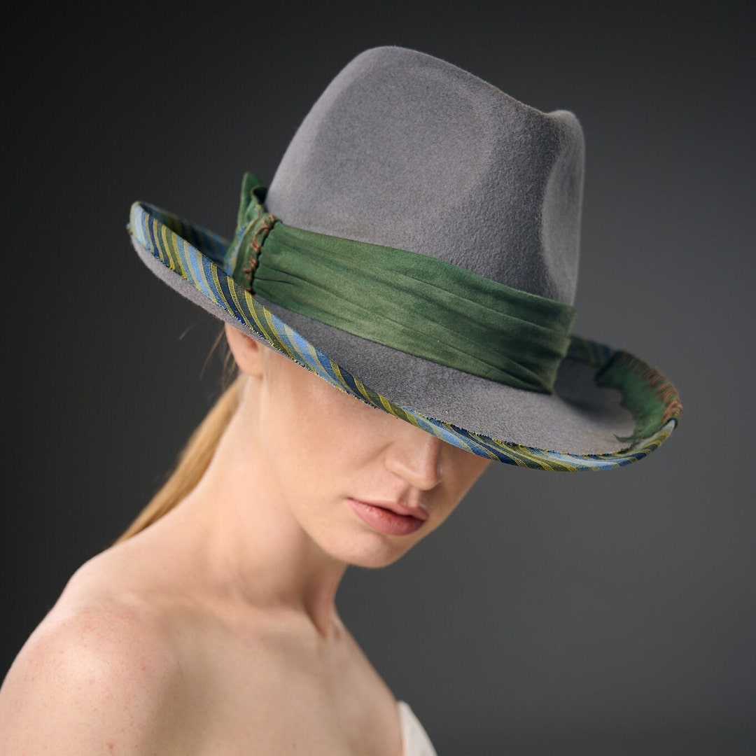 Fedora Western Hat. One of a Kind Modern Hat. Cowboy Hat Decorated With ...