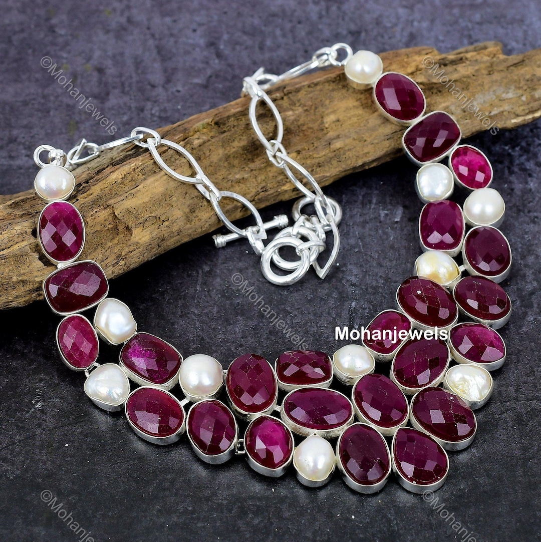 Remarkable Natural Indian Ruby Necklace, Red Choker Adjustable Necklace ...