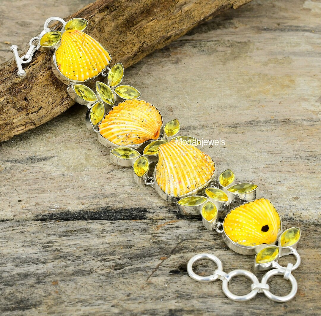 Mermaid Seashell Bracelet Seashell & Citrine Silver Plated - Etsy