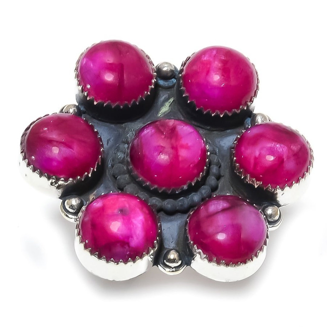 Pink Ruby Ring, Kashmiri Pink Ruby Gemstone Silver Plated Ring, July ...