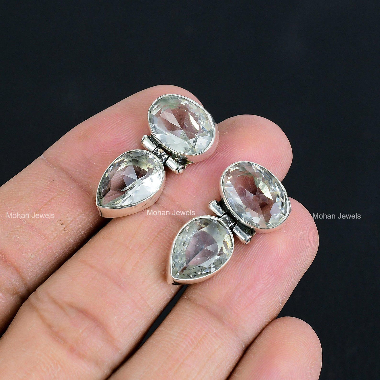 Crystal Quartz Silver Plated Stud Earrings: Anniversary Gift Jewelry ...