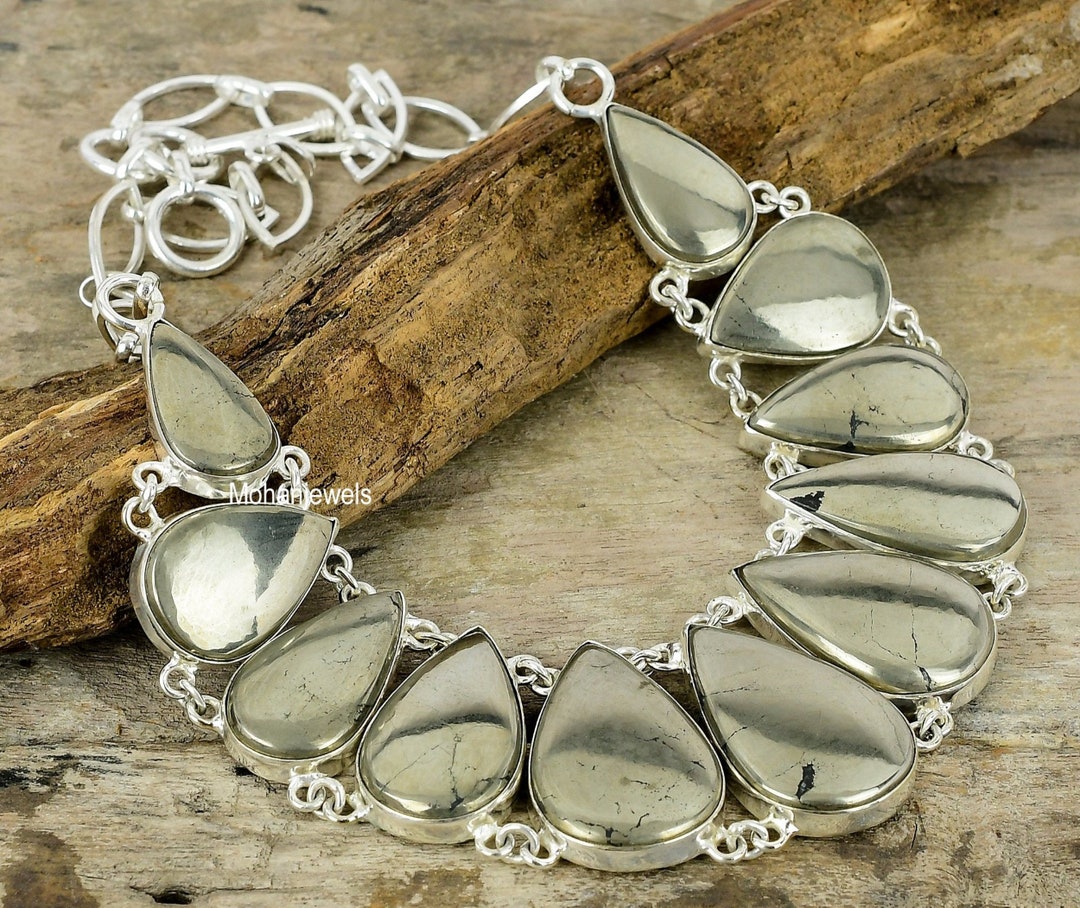 Pyrite Necklace, Pyrite Silver Plated Necklace, Designer Jewelry ...