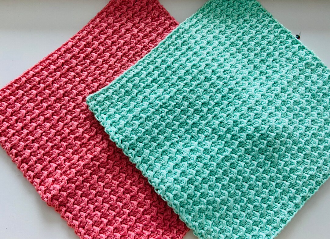 10x10 Cotton Flannel Crunch Stitch Crochet Washcloth - Etsy