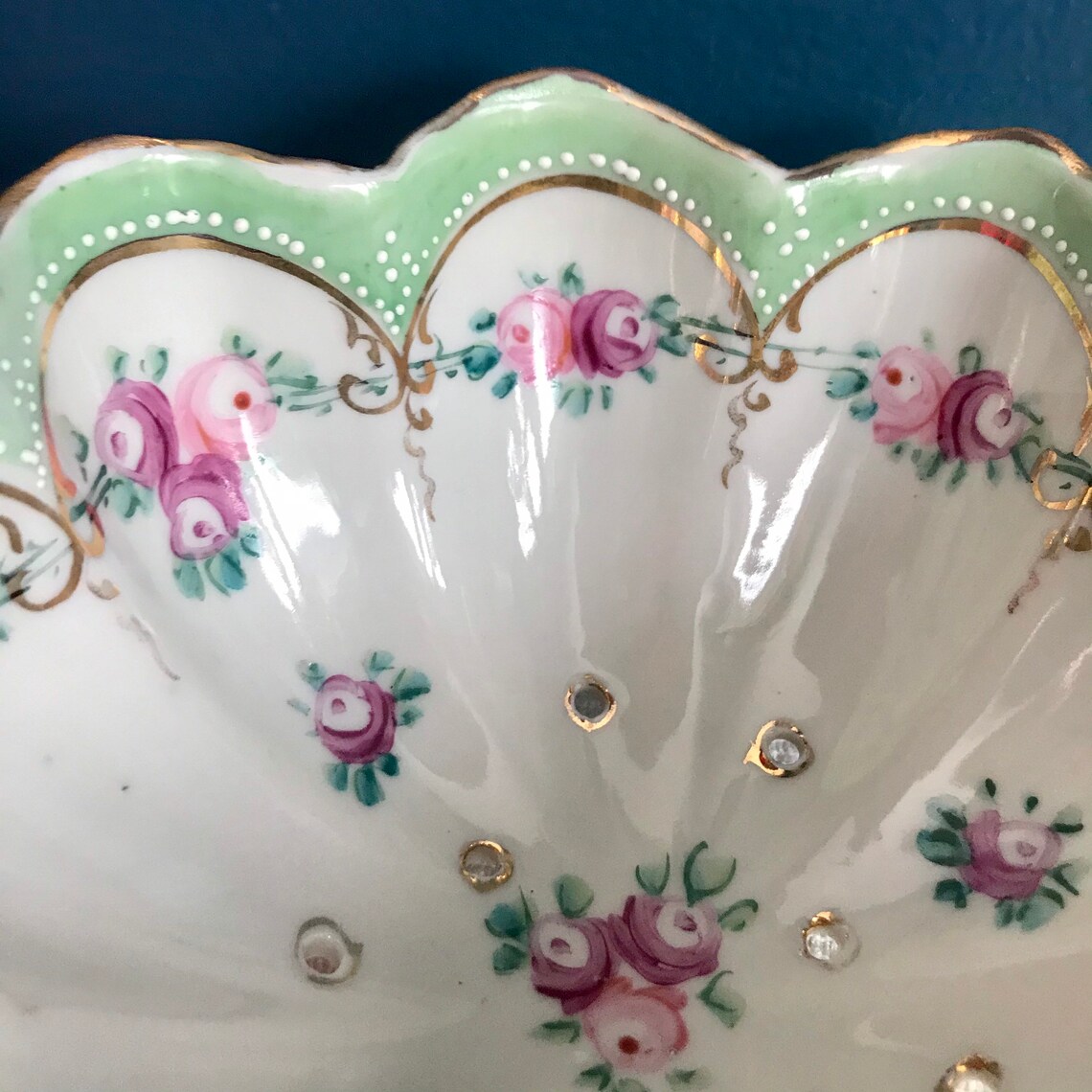 Rare Hand Painted Porcelain Berry Colander Antique Footed | Etsy