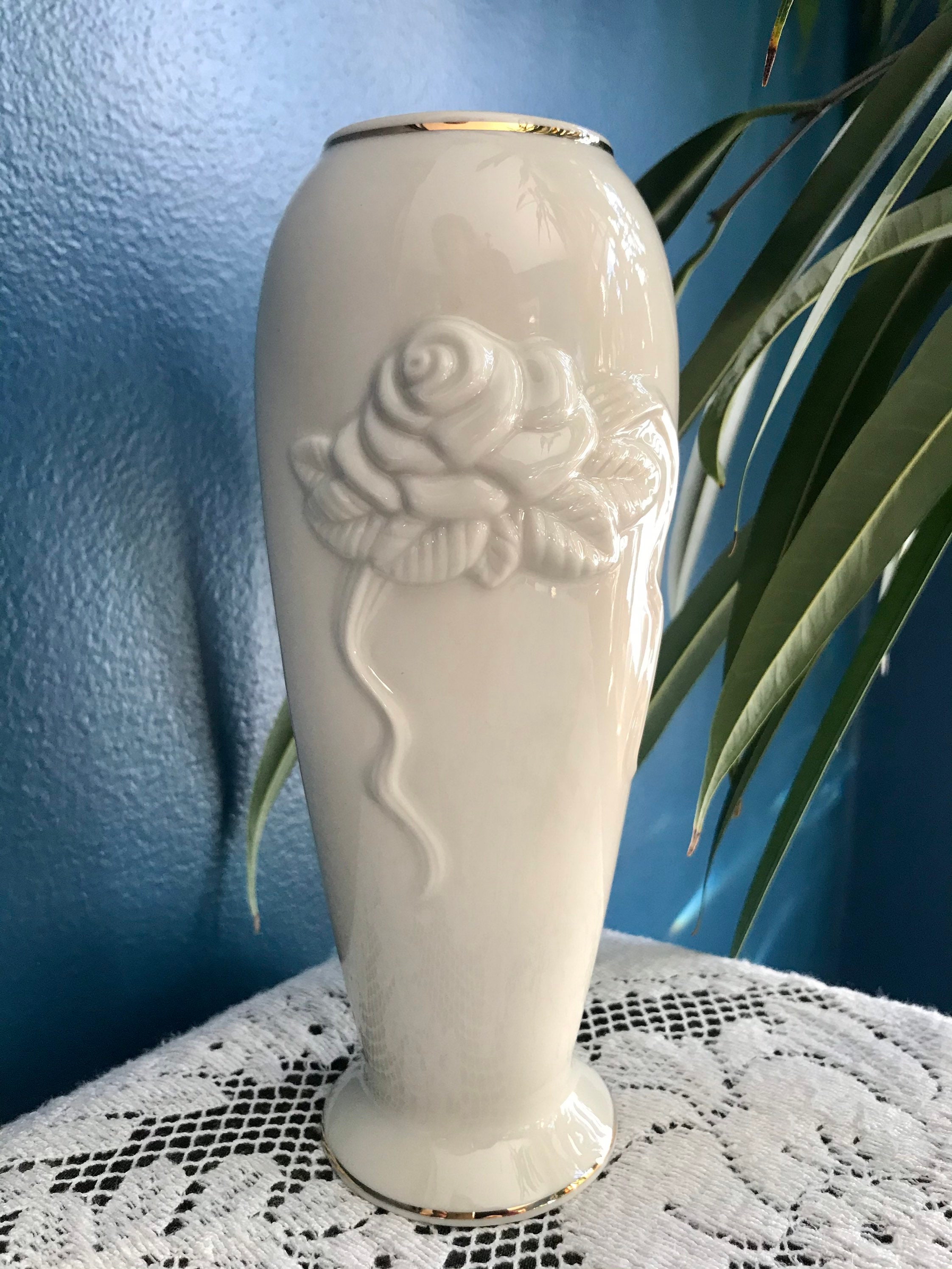Lenox Rose Bud Vase Cream Color With Rose Design Vintage - Etsy