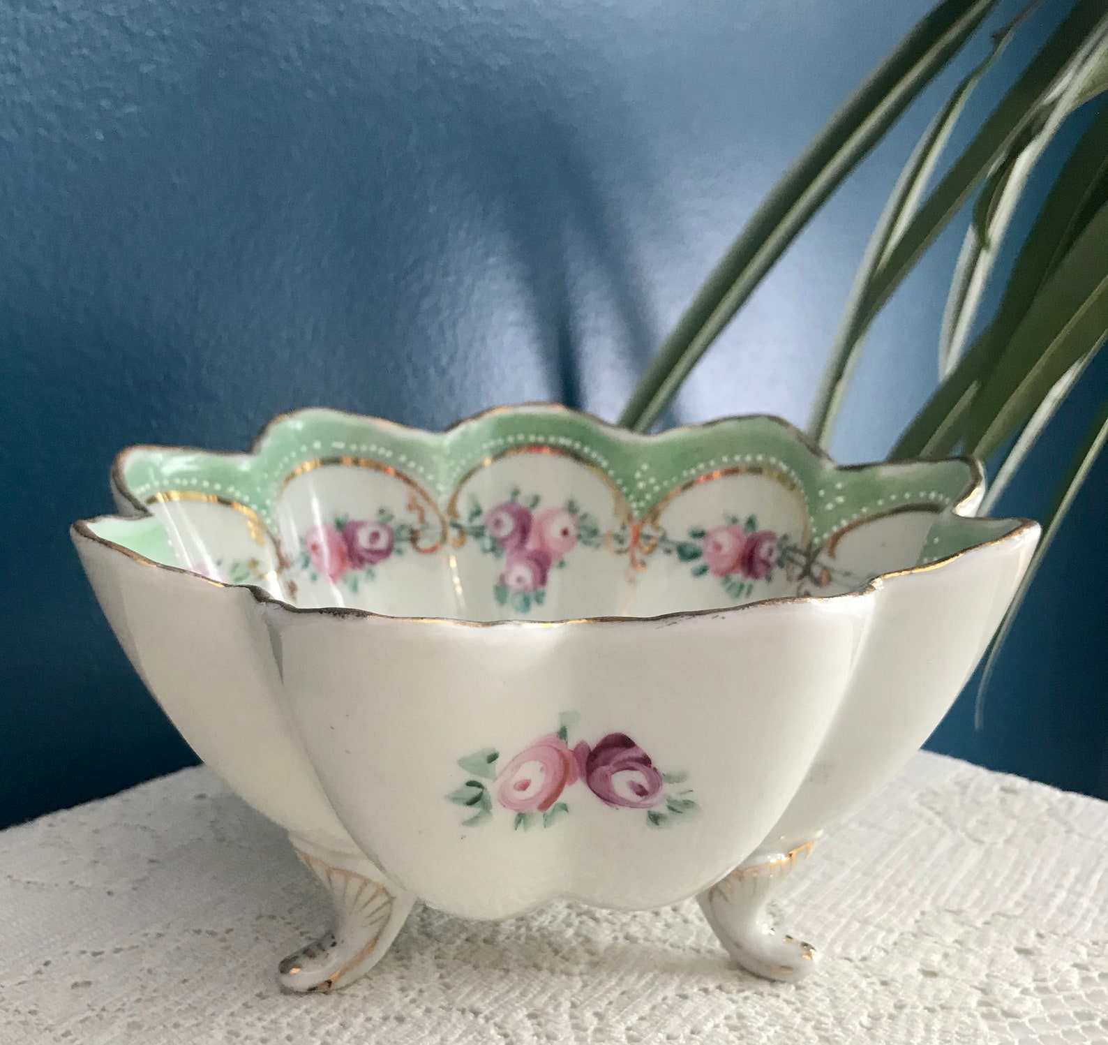 Rare Hand Painted Porcelain Berry Colander Antique Footed | Etsy