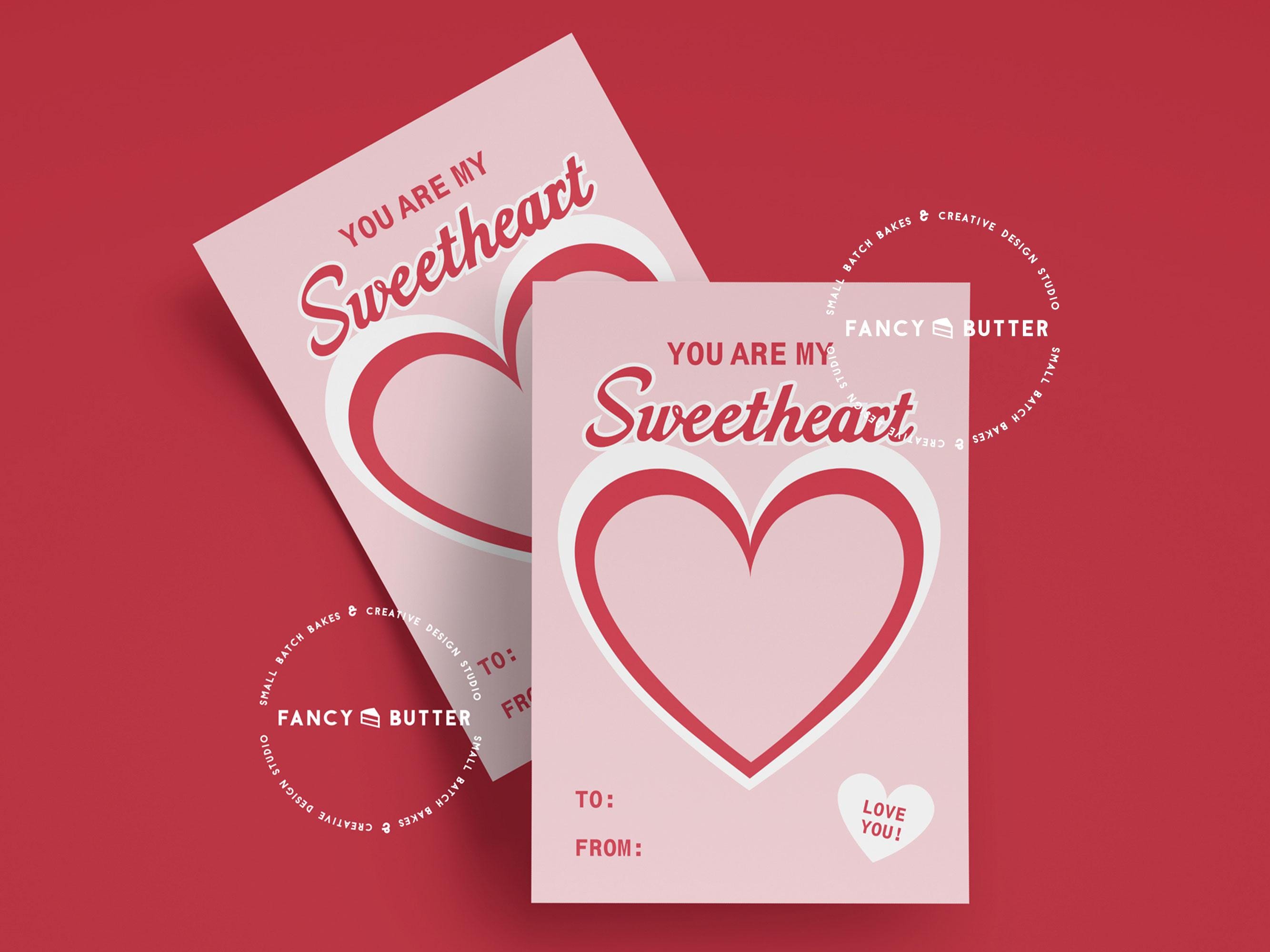 Printable Cookie Card 3.5" X 5", Sweetheart Cookie Card, Happy ...