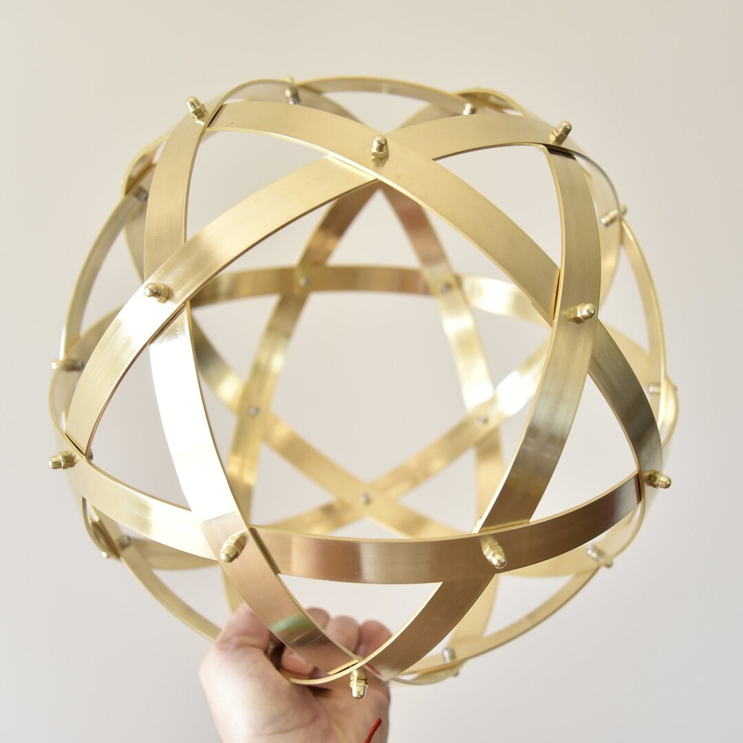 Solid Brass Pentasphere, 2 CM Wide Bands. SYMMETRIC BRAIDED BANDS! Read ...