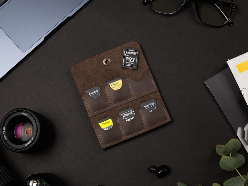 Leather SD Card Case, SD Cards Holder, Gift for Photographer, SD Cards ...