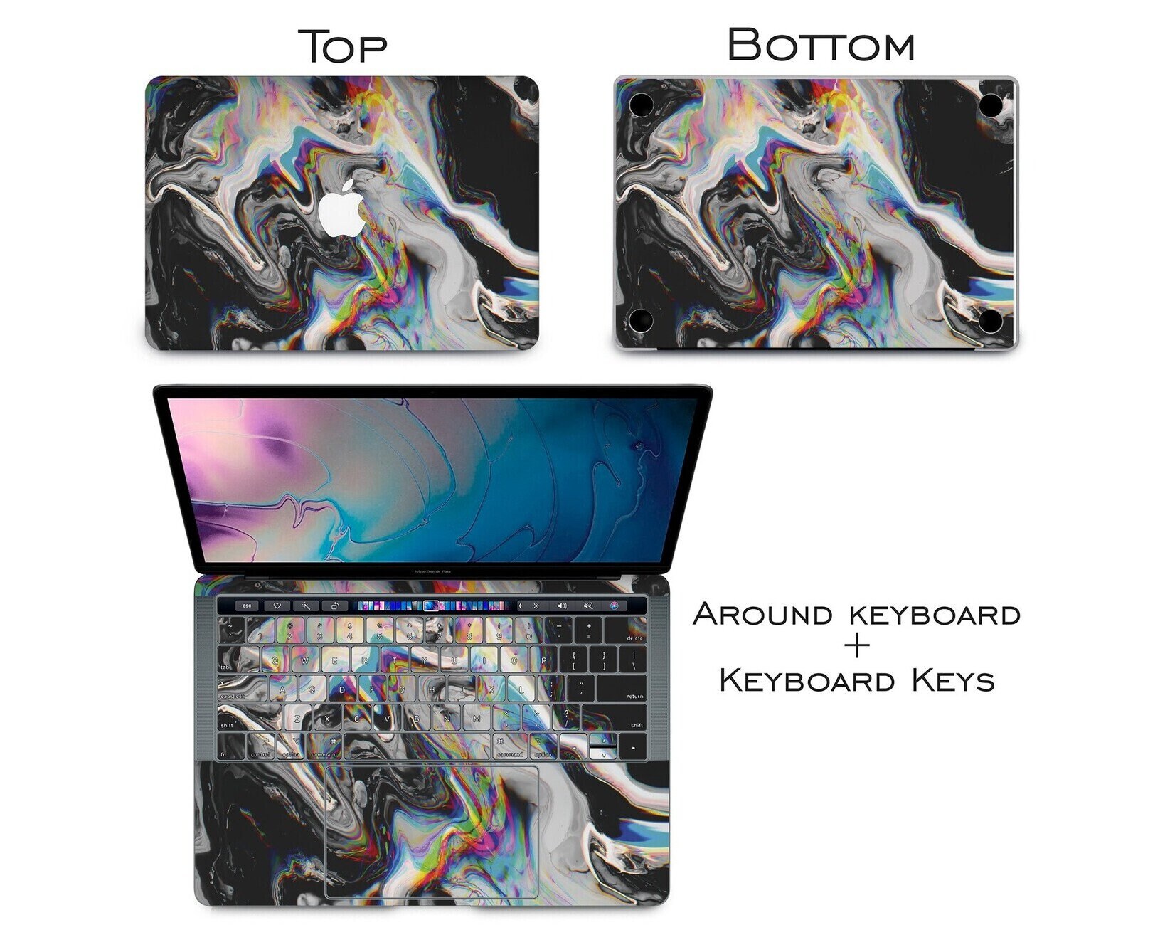 Glitch Art Vinyl Sticker Set Black Holographic Macbook Pro 15 | Etsy