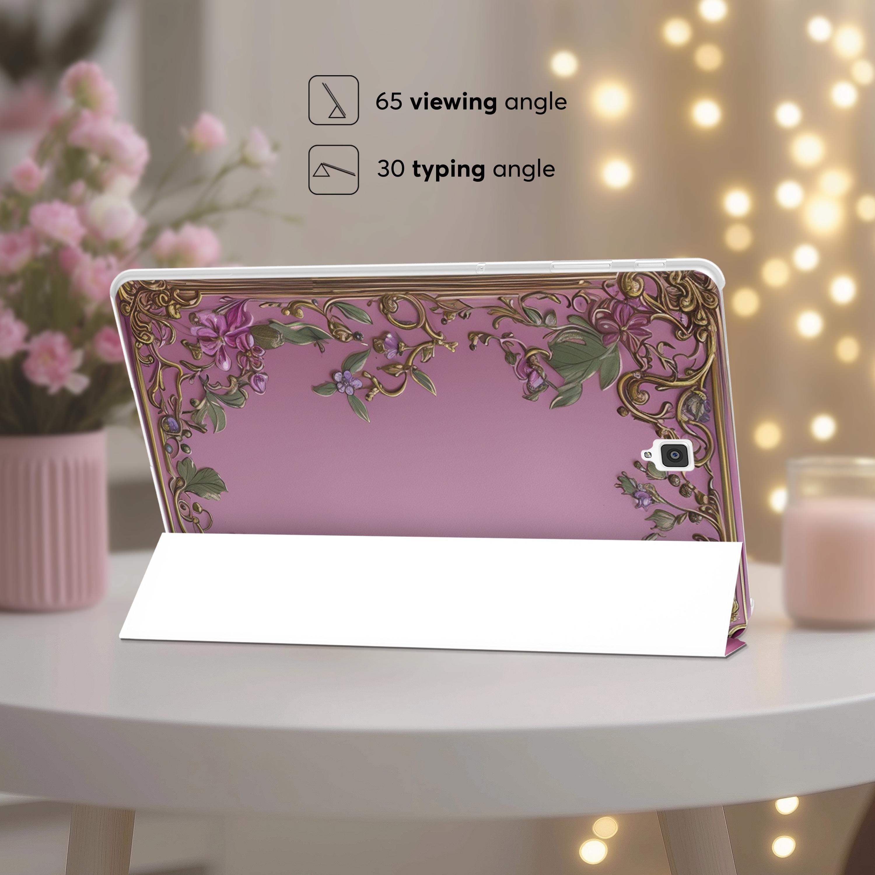 Pink Old Book Case for Samsung Galaxy S10 Ultra S9 Rococo Tablet Folio ...