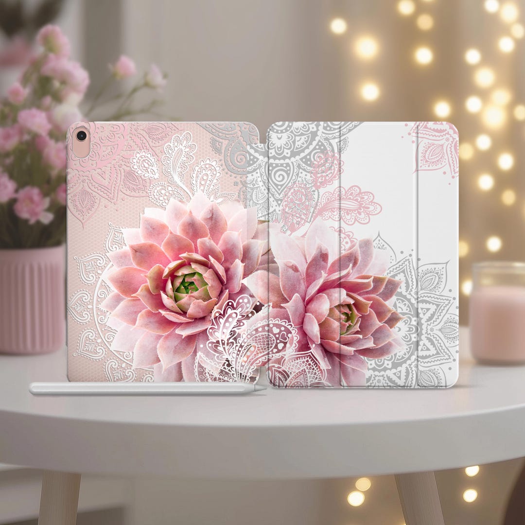 Pink Succulents iPad 11 Pro Cases White Lace 9.7 Inch iPad Case 10.9 ...