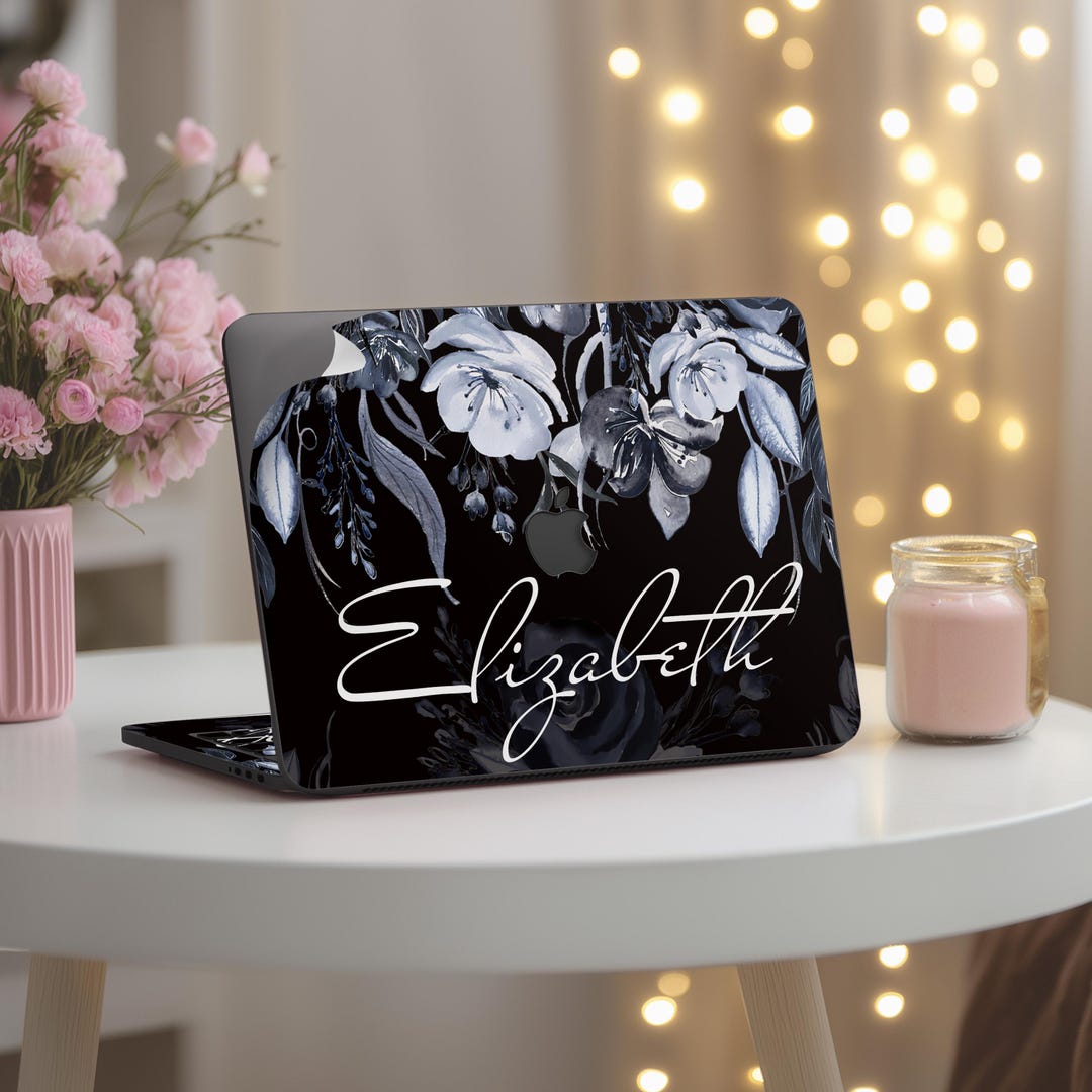 MacBook Set 14 M1 Watercolor Flowers Monogram Initial Name Art Mac Air ...