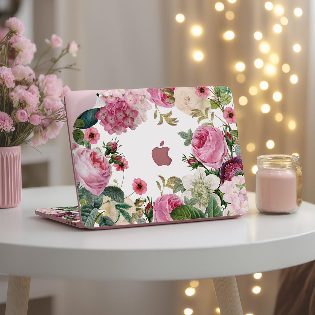 Peony Flowers Full Coverage Mac Pink Plants Apple Mac Sticker M2 Air 13 ...