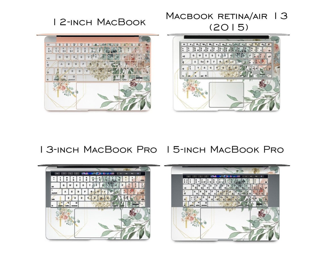 Flowers Watercolor Monogram Peonies Vinyl Sticker Set Keyboard | Etsy