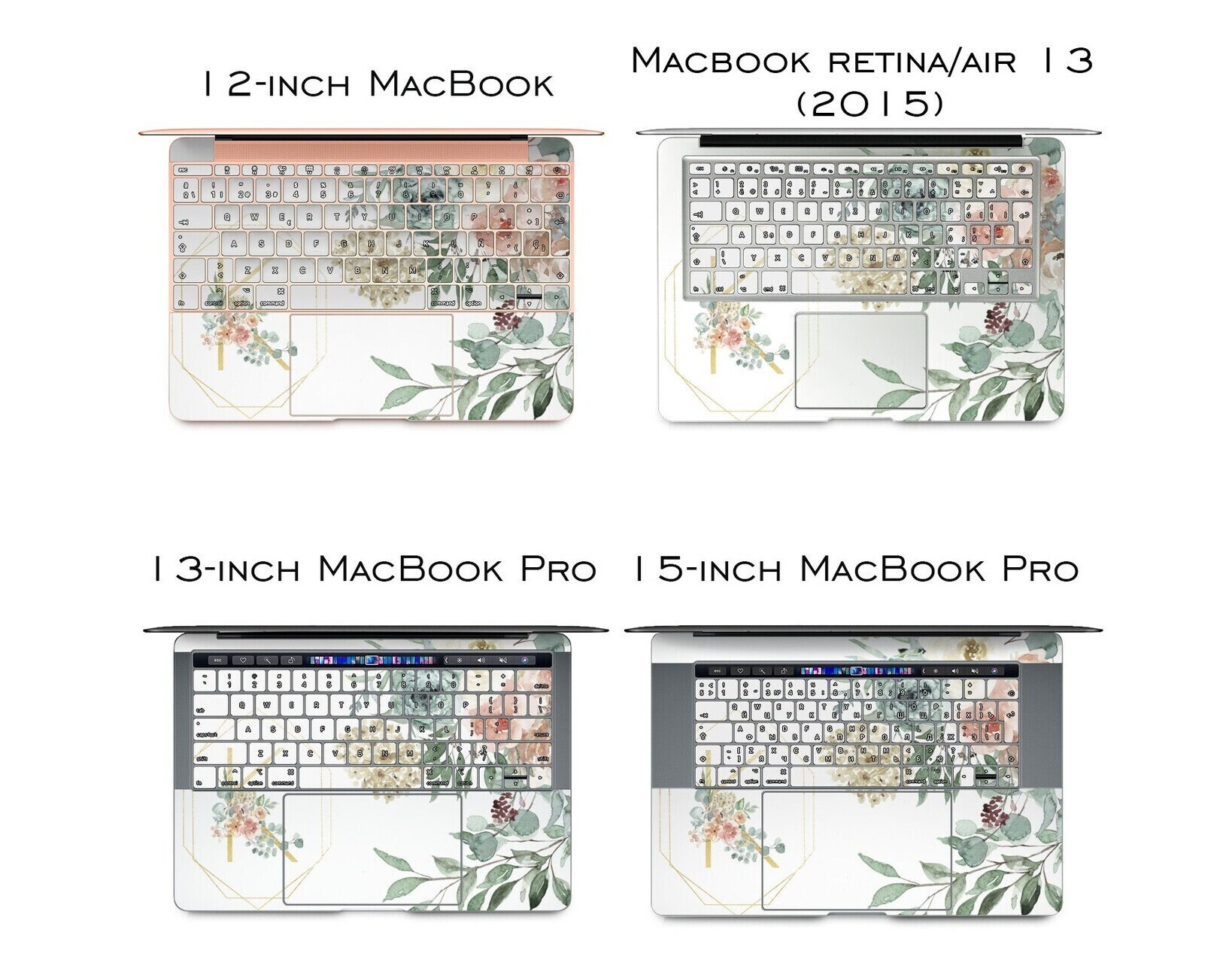 Flowers Watercolor Monogram Peonies Vinyl Sticker Set Keyboard | Etsy