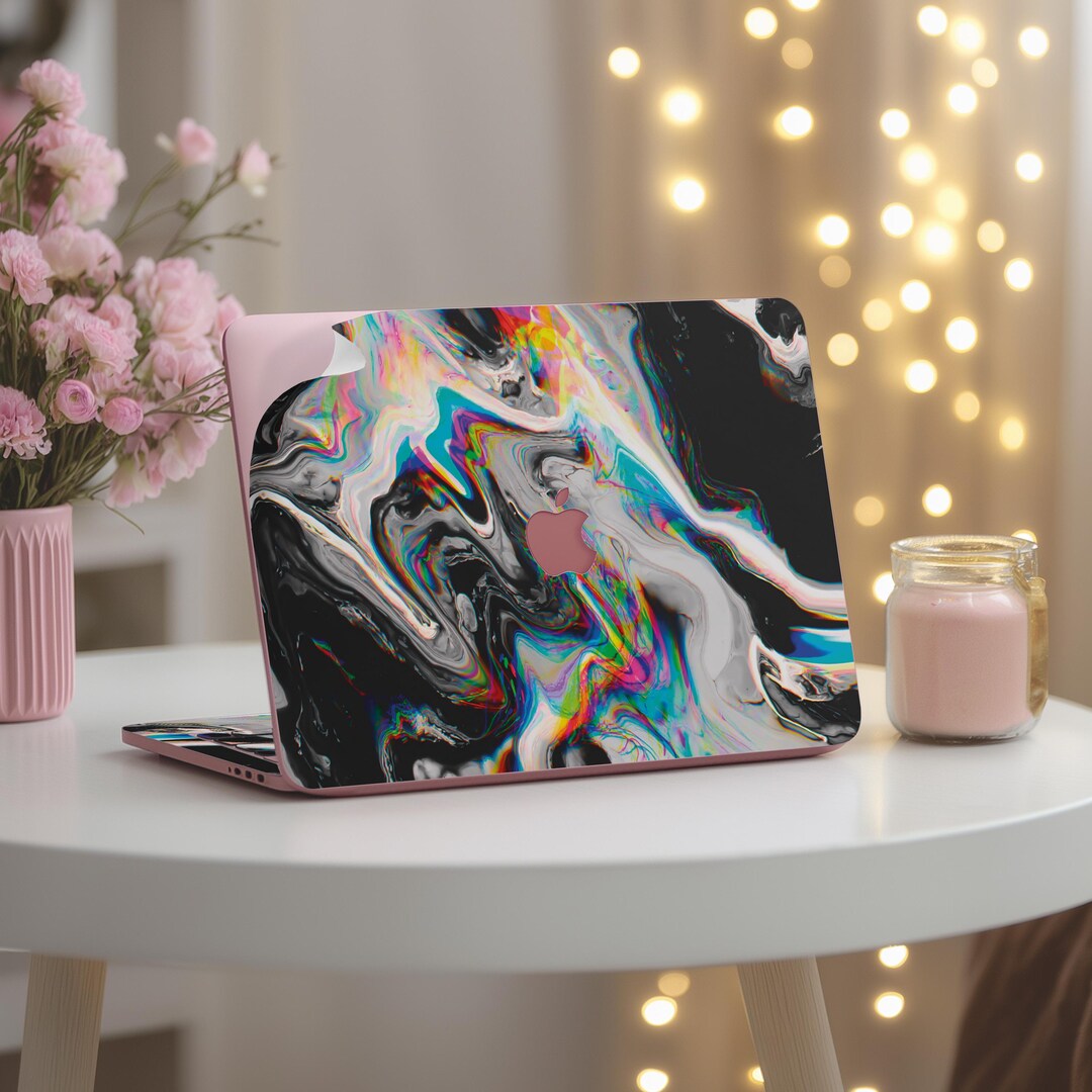 Glitch Art Vinyl Sticker Set Black Holographic MacBook Pro 15 Decal ...