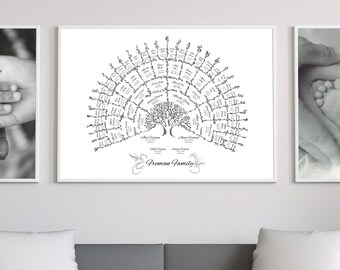 Wedding Family Tree Design With 14 photos in Gold | Etsy