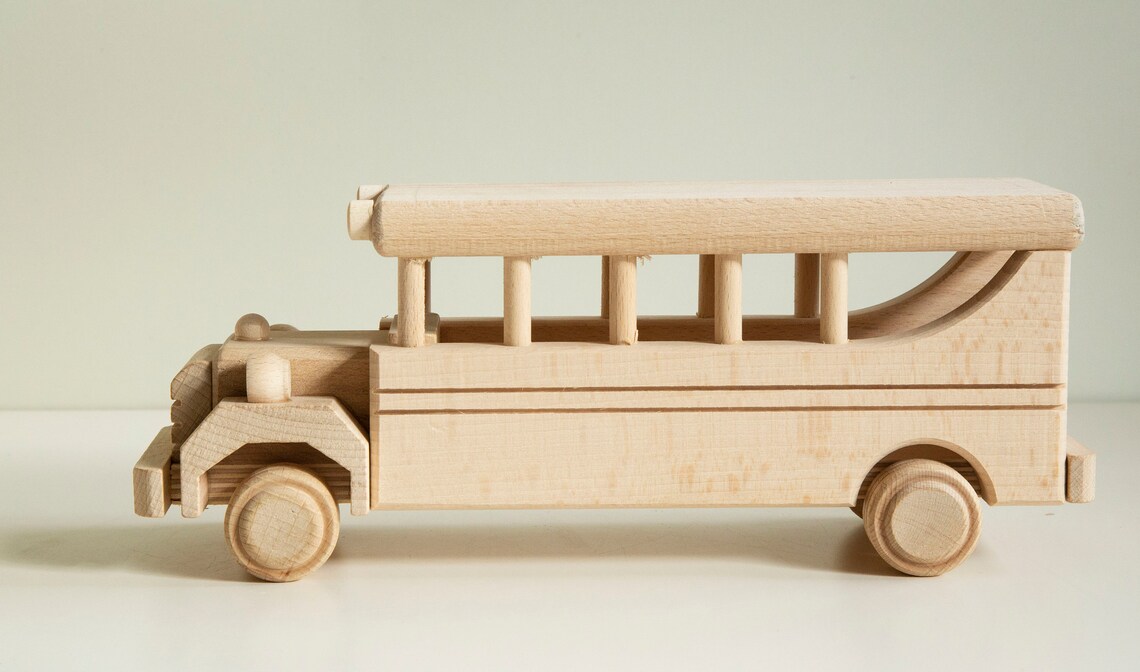 Bus Toy Wooden Bus Model Unpainted Sustainable Environmentally - Etsy