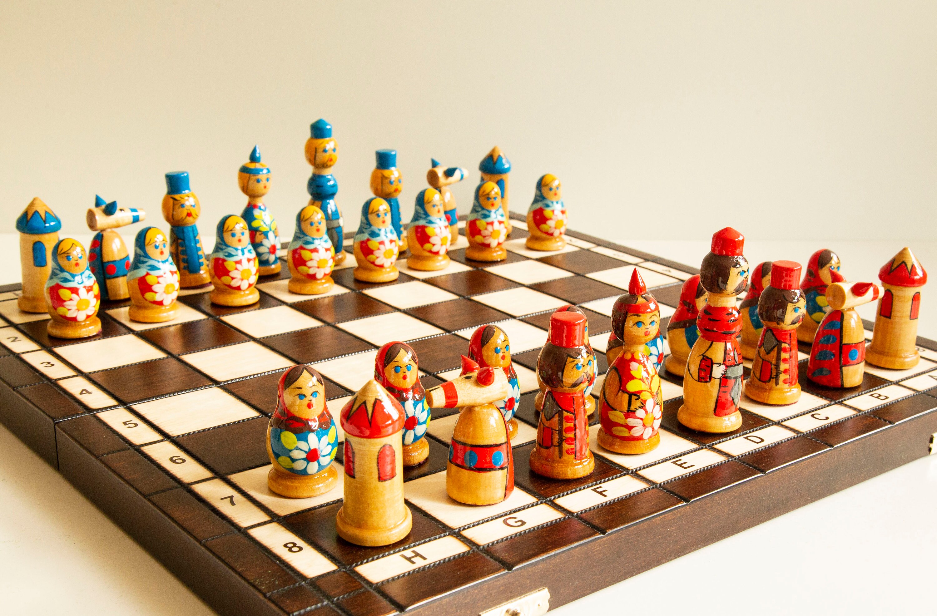 Hand Crafted Wooden Chess Set Matrioshka Dolls | Etsy