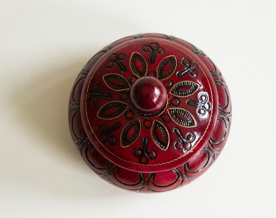 Wooden Box Handmade Hand Painted Hand Decorated Round Wooden | Etsy