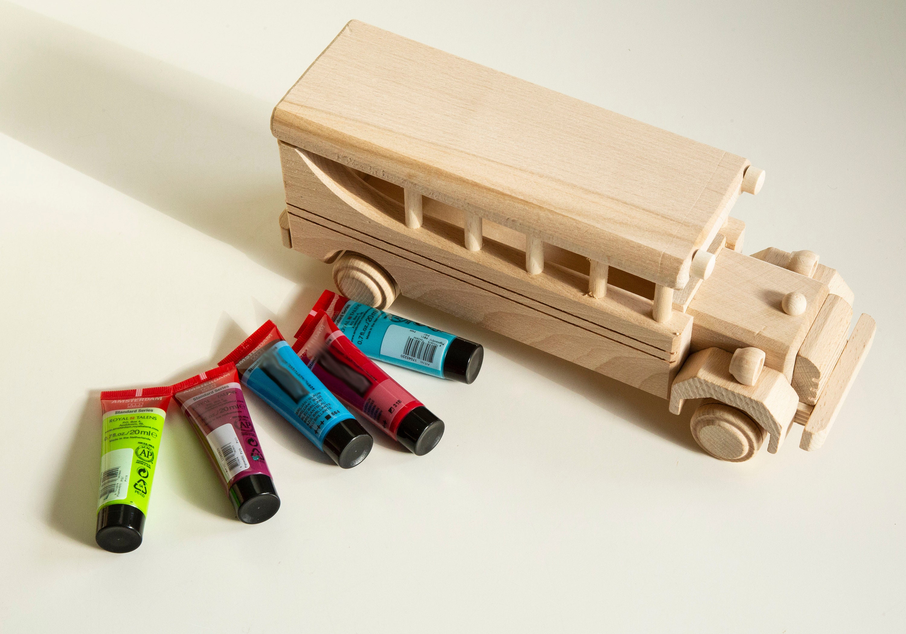 Bus Toy Wooden Bus Model Unpainted Sustainable Environmentally Friendly ...