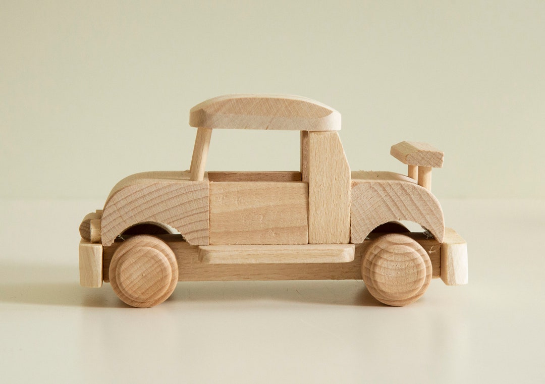 Car Vehicle Toy Wooden Car Model Unpainted Sustainable Environmentally ...