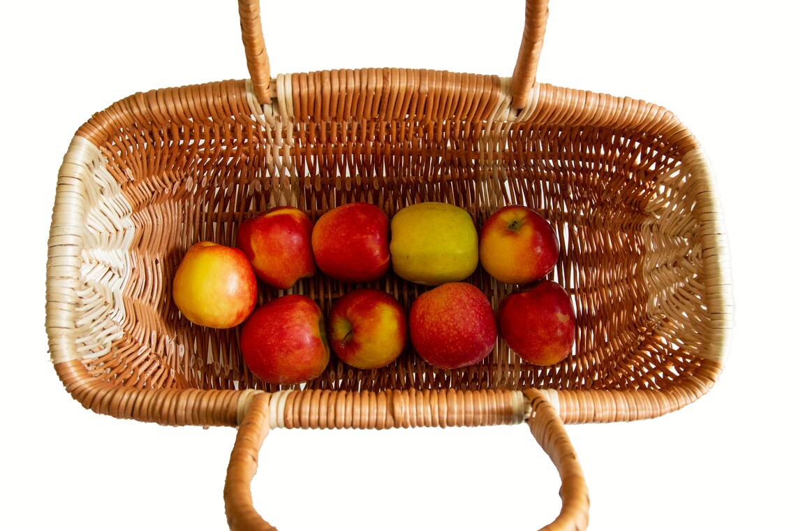 Wicker Basket Handmade Two Color Basket With Two Top Handles in Vintage ...