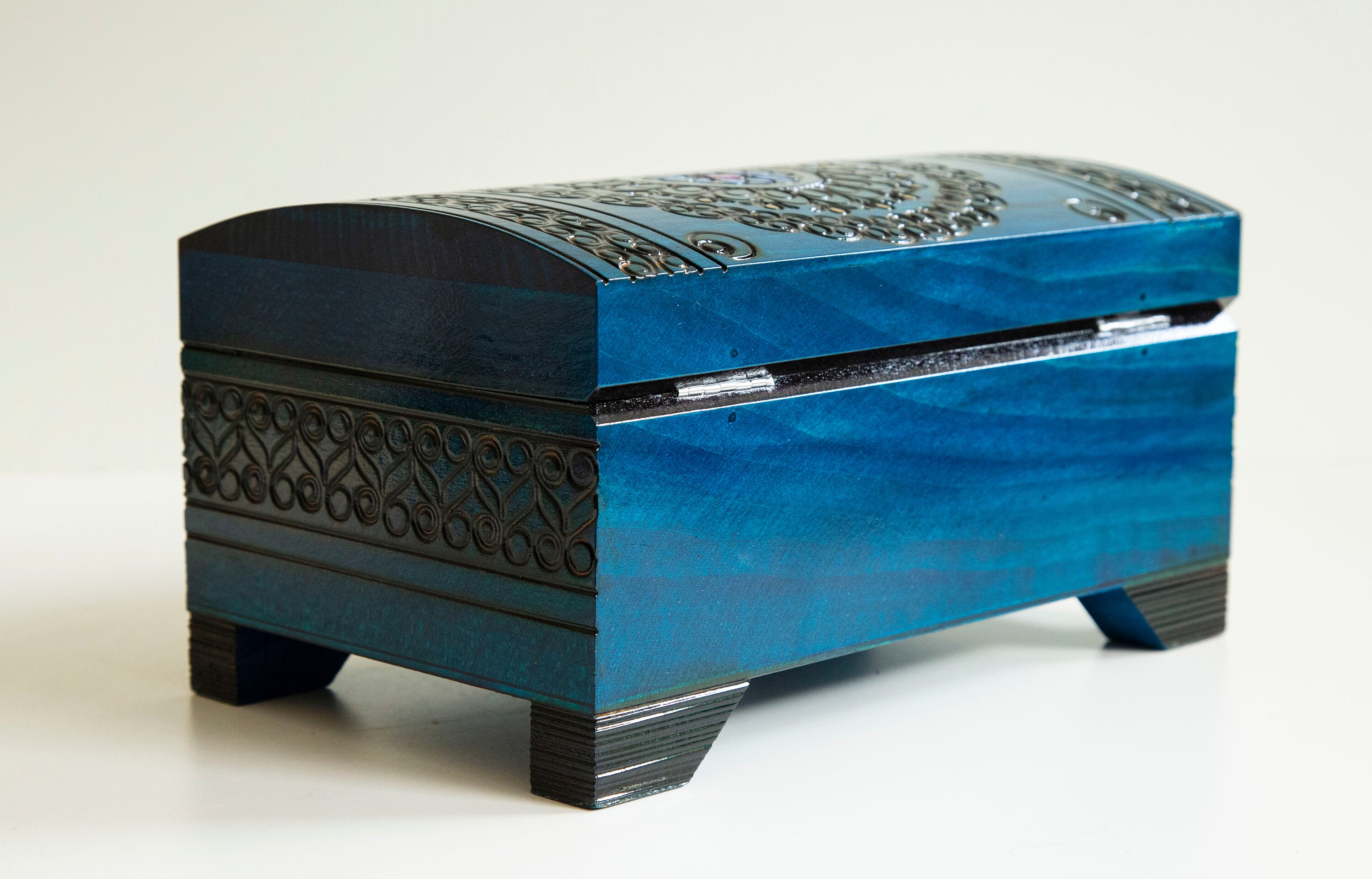 Wooden Box Hand Painted Hand Decorated Hand Carved Wooden Trinket Box ...