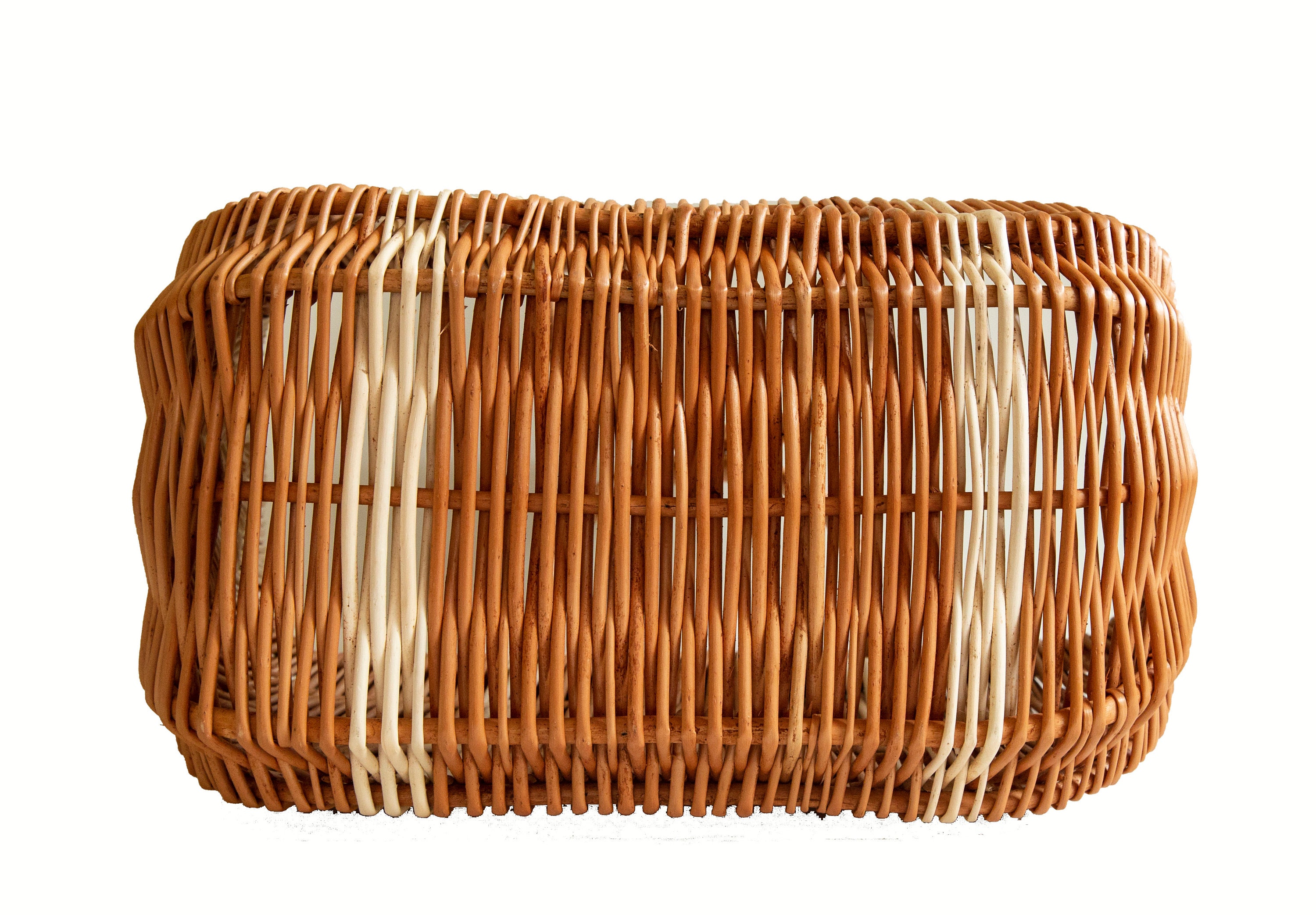 Wicker Basket Handmade Two Color Basket With Two Top Handles in Vintage ...