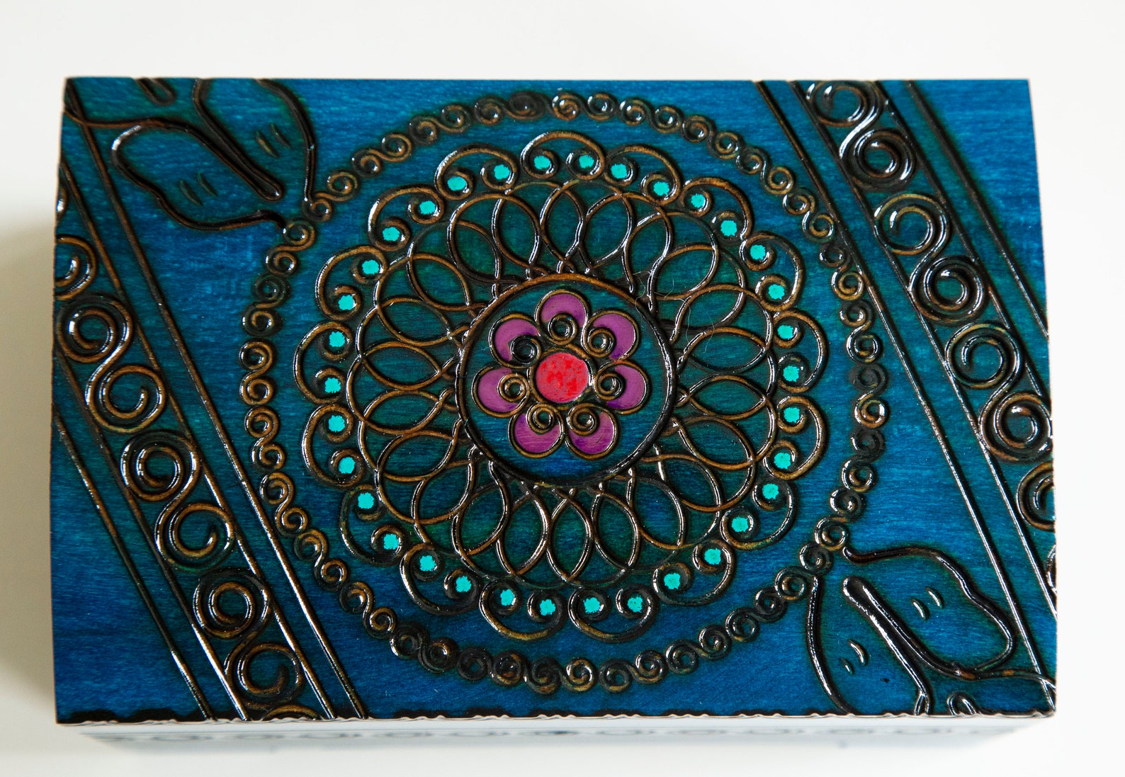 Wooden Box Hand Painted Hand Decorated Hand Carved Wooden - Etsy