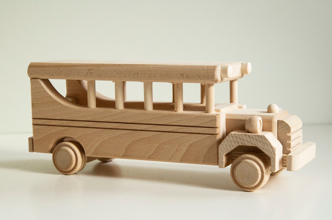 Bus Toy Wooden Bus Model Unpainted Sustainable Environmentally Friendly ...