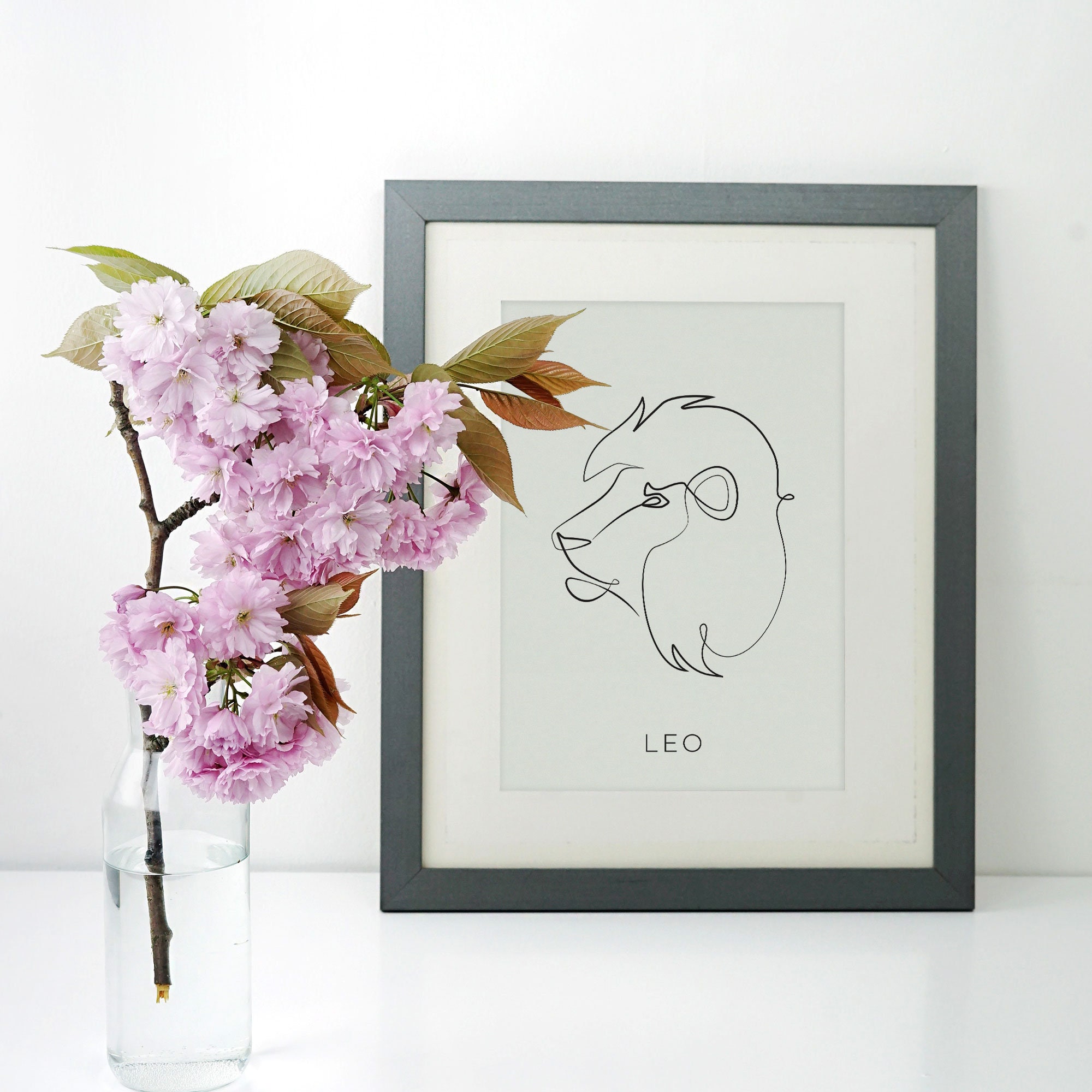 Abstract Leo Line Art Print, Zodiac Astrology Wall Decor (digital ...